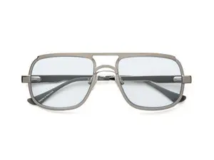 CADDIS Nola Square Reading Glasses - Polished Gunmetal Blue