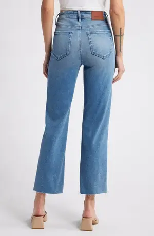 HIDDEN JEANS Ripped Raw Hem High Waist Ankle Straight Leg Jeans