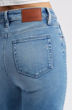 HIDDEN JEANS Ripped Raw Hem High Waist Ankle Straight Leg Jeans