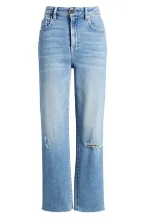 HIDDEN JEANS Ripped Raw Hem High Waist Ankle Straight Leg Jeans