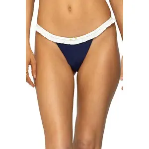 EDIKTED Kellie Ruffle Bikini Bottoms - Navy