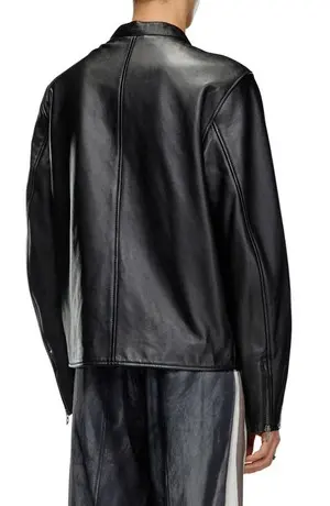 DIESEL® L-carver Leather Moto Jacket - Deep/ Black