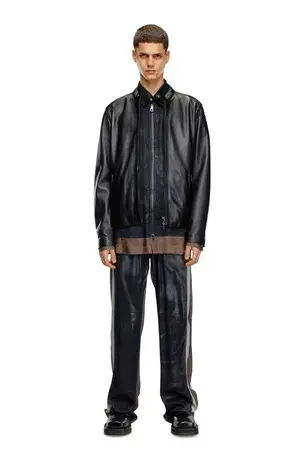 DIESEL® L-carver Leather Moto Jacket - Deep/ Black