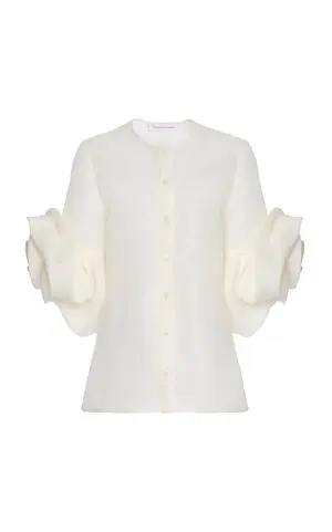 Carolina Herrera Flower-sleeve Gazar Shirt - Ivory