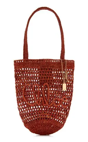 Chloé Woven Raffia Tote Bag - Brown