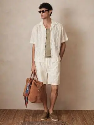 REISS Fringed Wave Pattern Shorts
