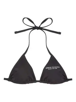 Armani Exchange Logo-print Triangle Bikini Top - Black