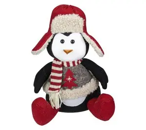 NORTHLIGHT 12' Sitting Winter Penguin With Hat Hristmas Decor - One-color