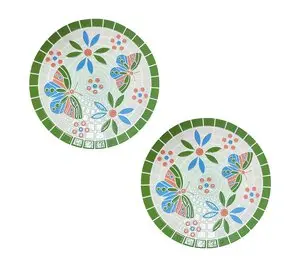 TEMP-TATIONS As Is Outdoors S/2 Decorative Mosaic Stones - One-color