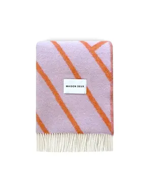 MAISON DEUX Lines Blanket, 51 L X 78 W Lilac And Orange