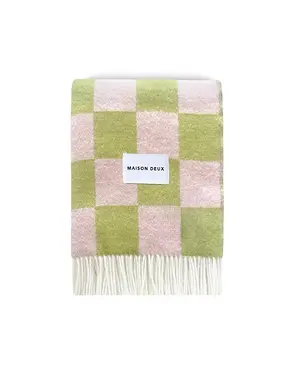 MAISON DEUX Checkerboard Blanket, 51 L X 78 W - Green