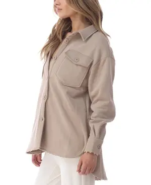 Heaven Button-down Shirt Jacket - Khaki