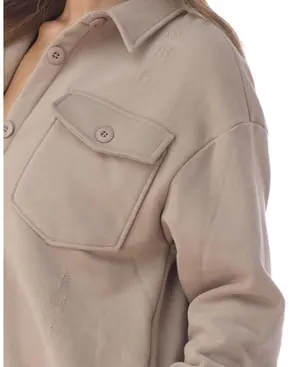 Heaven Button-down Shirt Jacket - Khaki