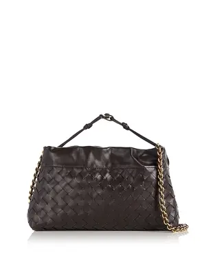Bottega Veneta Intrecciato Leather Shoulder Bag - Fondant/brass