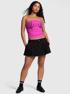 Pink All-day Cotton™ Ruched Front-tie Tube Top - Pink