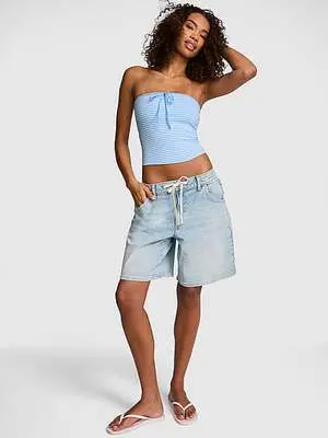Pink All-day Cotton Side-ruched Tube Top - Print