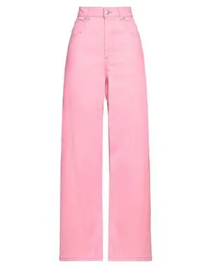 Marni Wide-leg Jeans In Stretch Cotton With Leather Trims