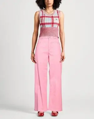 Marni Wide-leg Jeans In Stretch Cotton With Leather Trims