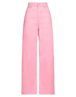 Marni Wide-leg Jeans In Stretch Cotton With Leather Trims