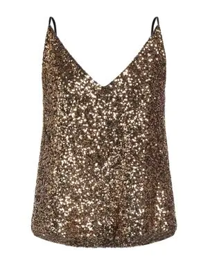 OTTOD'AME Sleeveless Sequin Top - Gold