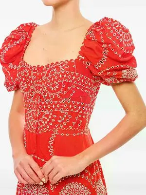 Charo Ruiz Ibiza Embroidered Puff-sleeve Midi Dress