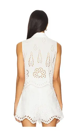 HEVRON Katja Eyelet Top - White