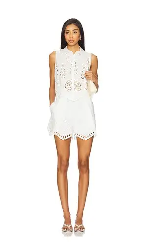 HEVRON Katja Eyelet Top - White