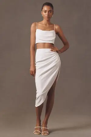 DELFI COLLECTIVE Nina Crop Top & Asymmetric Midi Skirt Set - Neutral