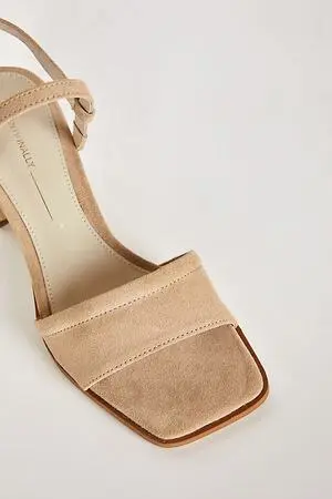 Intentionally Blank Validated Ankle Strap Block Heels - Beige