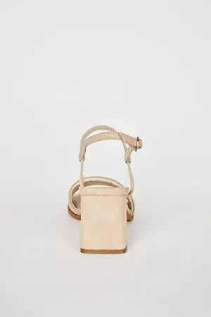 Intentionally Blank Validated Ankle Strap Block Heels - Beige