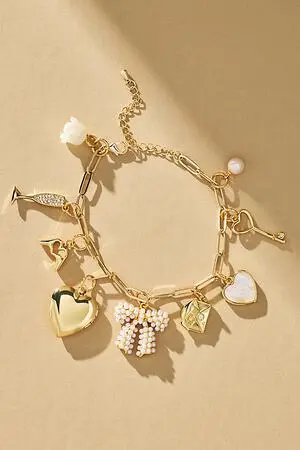 BOXBAR Pearls & Prosecco Charm Bracelet - Gold