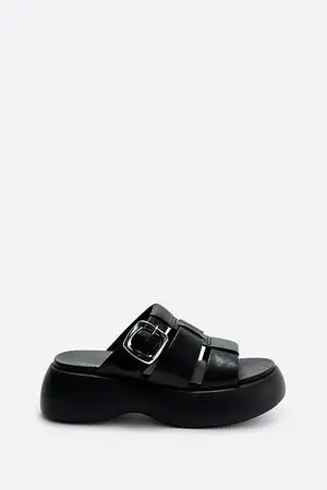 Intentionally Blank Nell Platform Slide Sandals - Black