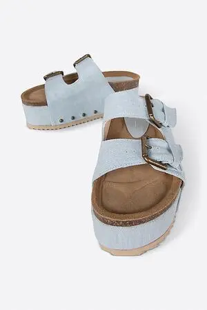 Intentionally Blank Cooper-2 Platform Slide Sandals - Light Blue