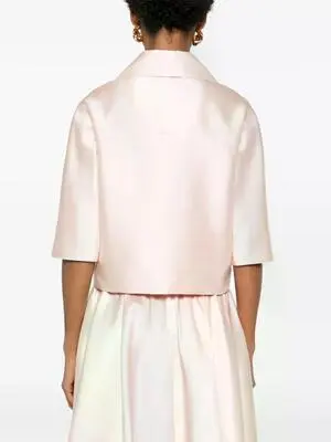 BLANCA VITA Satin Double-breasted Blazer - Neutrals