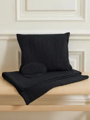 Ralph Lauren Cable-knit Cashmere Travel Set - Black