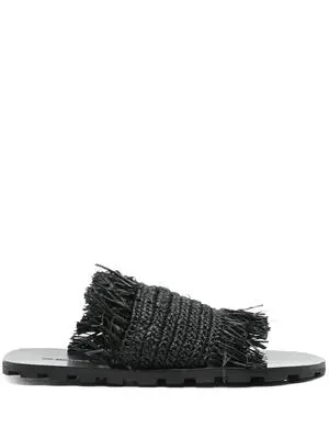JIL SANDER Raffia Sandals - Black