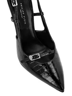 Philipp Plein 120mm Crocodile-effect Slingback Pumps