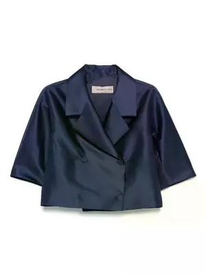 BLANCA VITA Satin Double-breasted Blazer - Blue