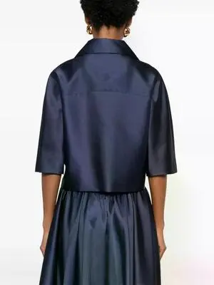 BLANCA VITA Satin Double-breasted Blazer - Blue