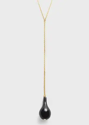 TOTEME Large Onyx Drop Y Necklace - Black