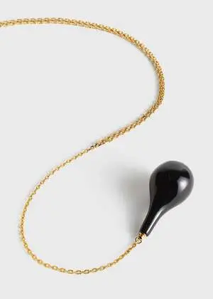TOTEME Large Onyx Drop Y Necklace - Black
