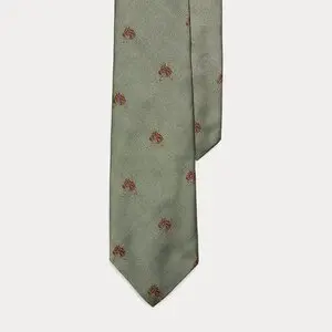 Polo Ralph Lauren Equestrian-Patterned Silk Twill Neck Tie Green