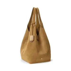 Ralph Lauren Polo Play Suede Large Tote - Caramel
