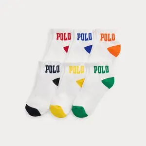 Ralph Lauren Logo Ankle Sock 6-pack - White Assorted