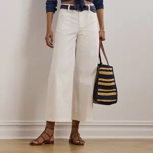 High-Rise Wide-Leg Cropped Chino Pants