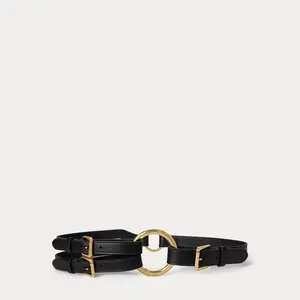Ralph Lauren Tri-strap O-ring Leather Belt - Black/multi