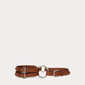 Ralph Lauren Tri-strap O-ring Leather Belt - Lauren Tan/palladium