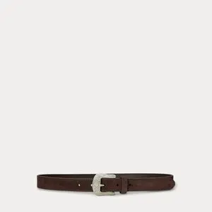 Ralph Lauren Tooled-buckle Leather Belt - Dark Hickory