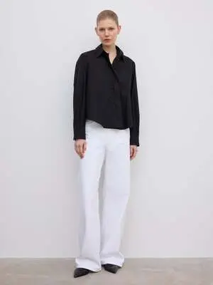 HOUSE OF DAGMAR Cropped Button-up Shirt - Black