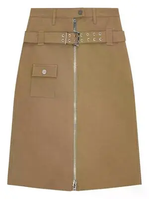 GANNI Belted Cotton Skirt - Neutrals